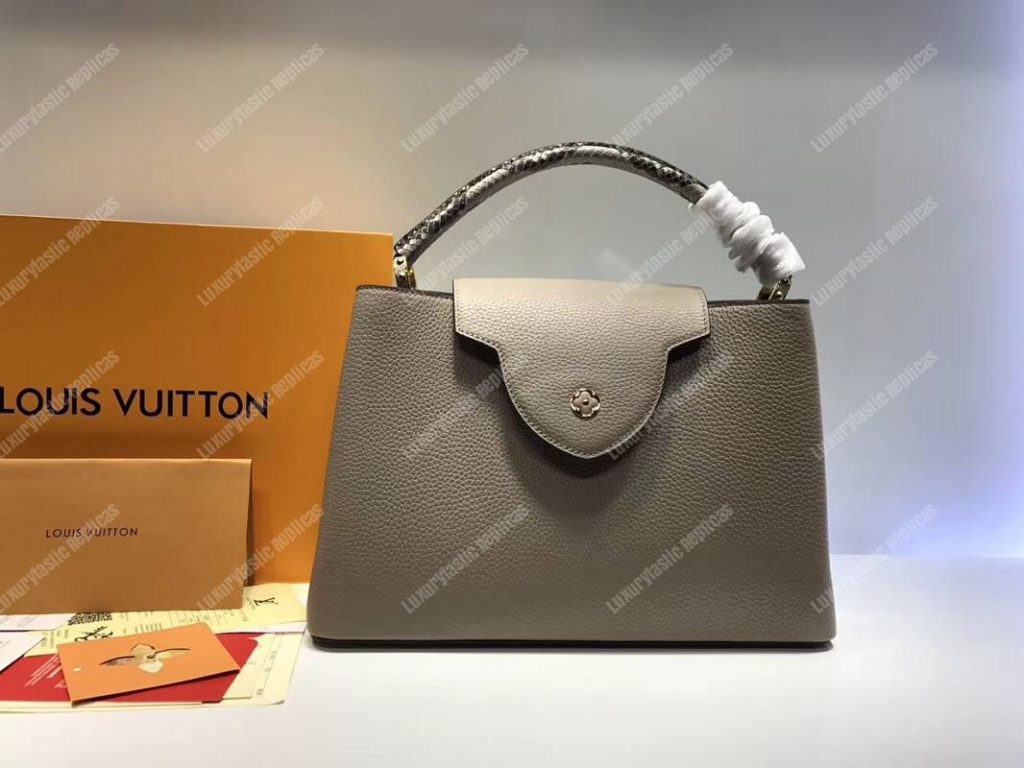 LV Capucines MM Taurillon And Python Leather Galet - LuxuryTastic Replicas